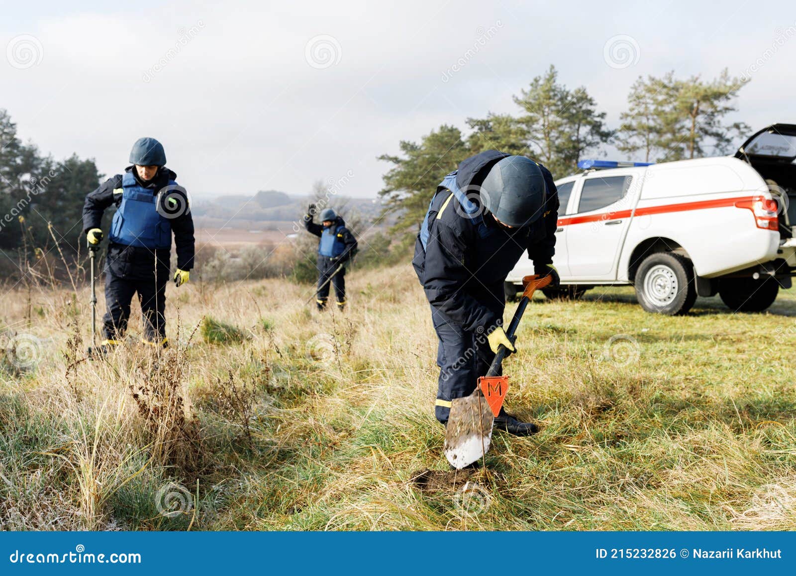 Men Work in Emergencies. Emergency Workers Work Outdoors. a Man in ...