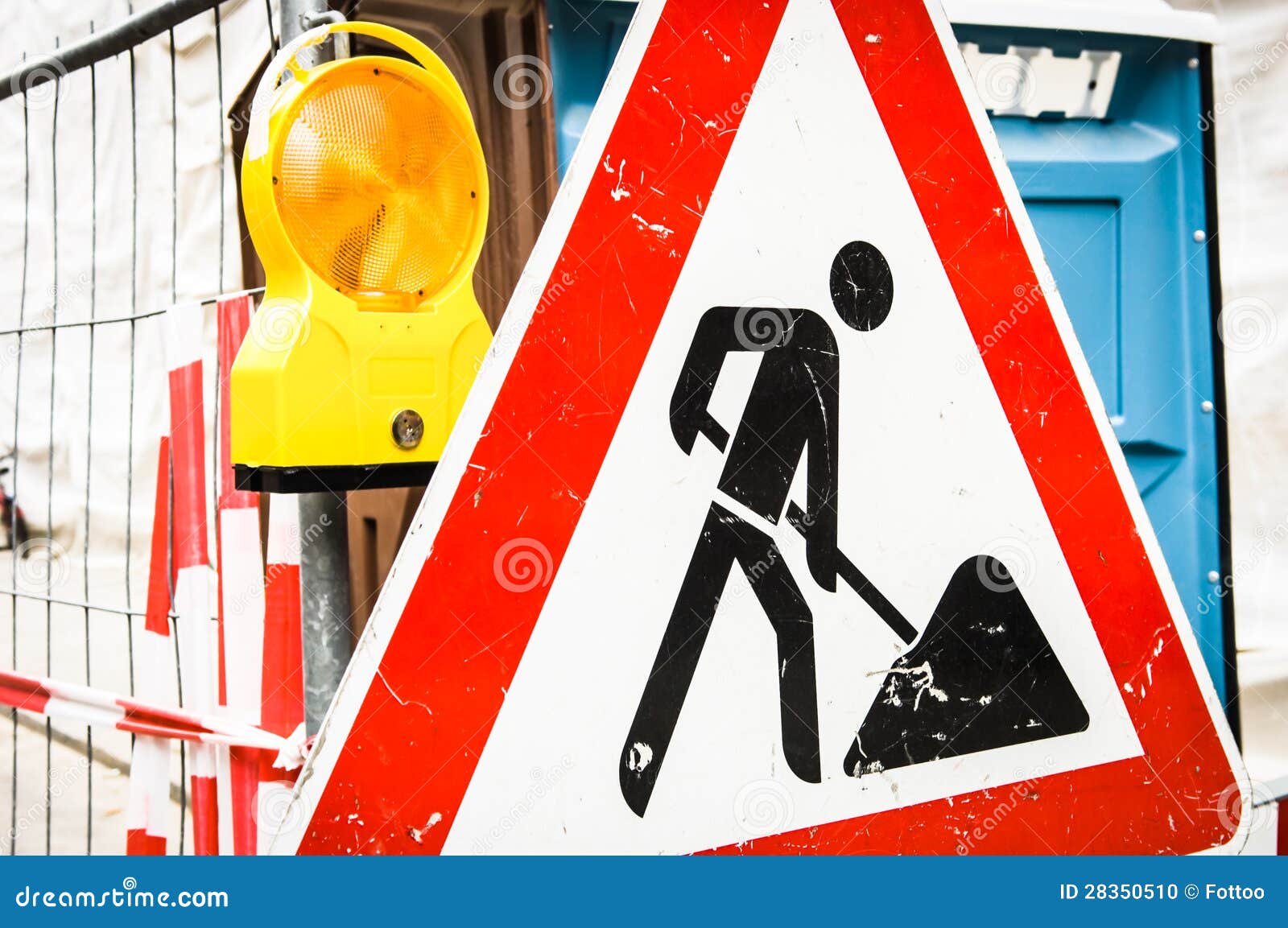 Men at work sign stock photo. Image of road, sign, closed - 28350510
