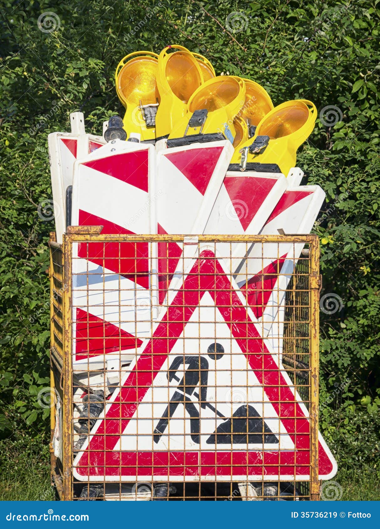 Men at work sign stock image. Image of fence, color, construction ...