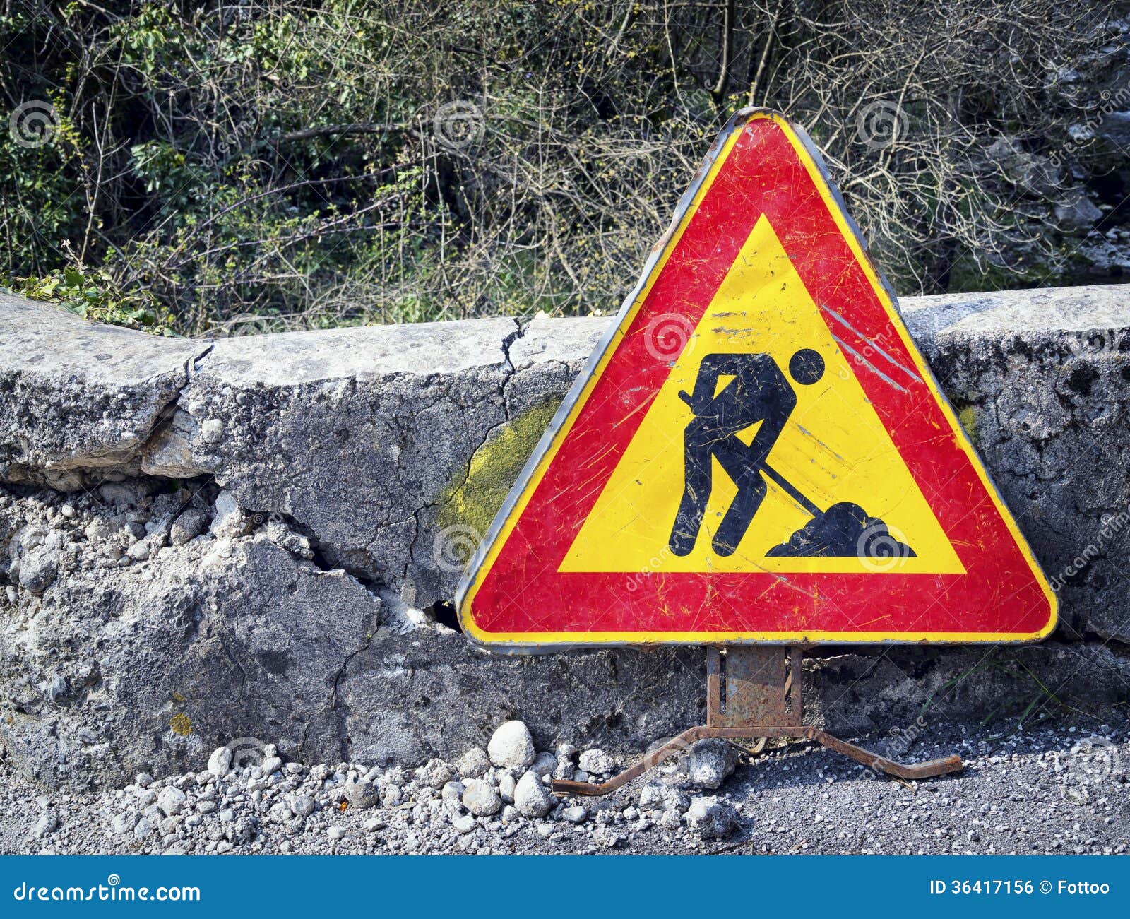 Men at work sign stock photo. Image of wall, stret, sign - 36417156