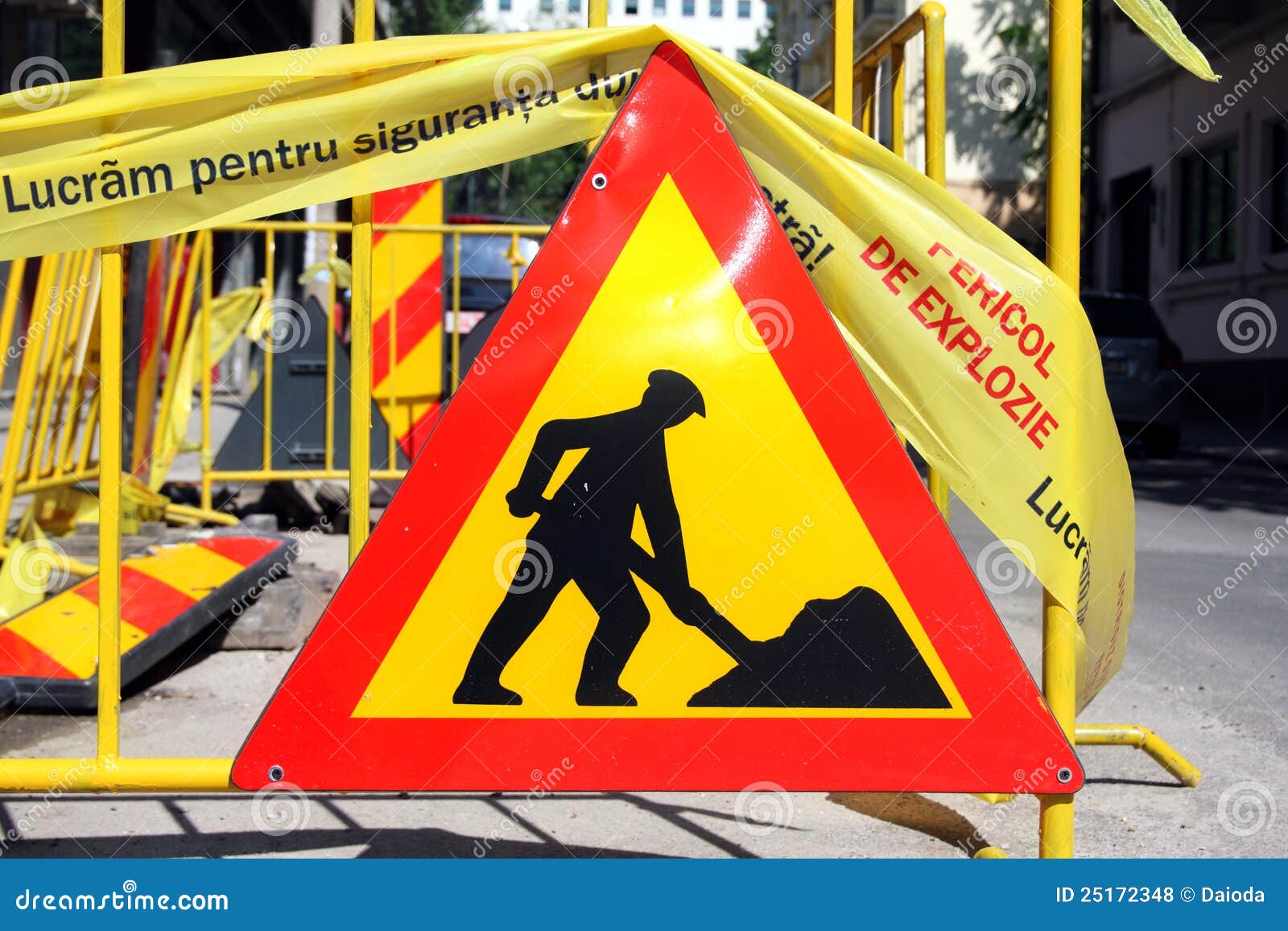 Men at Work/ Under Construction. Stock Photo - Image of communication ...