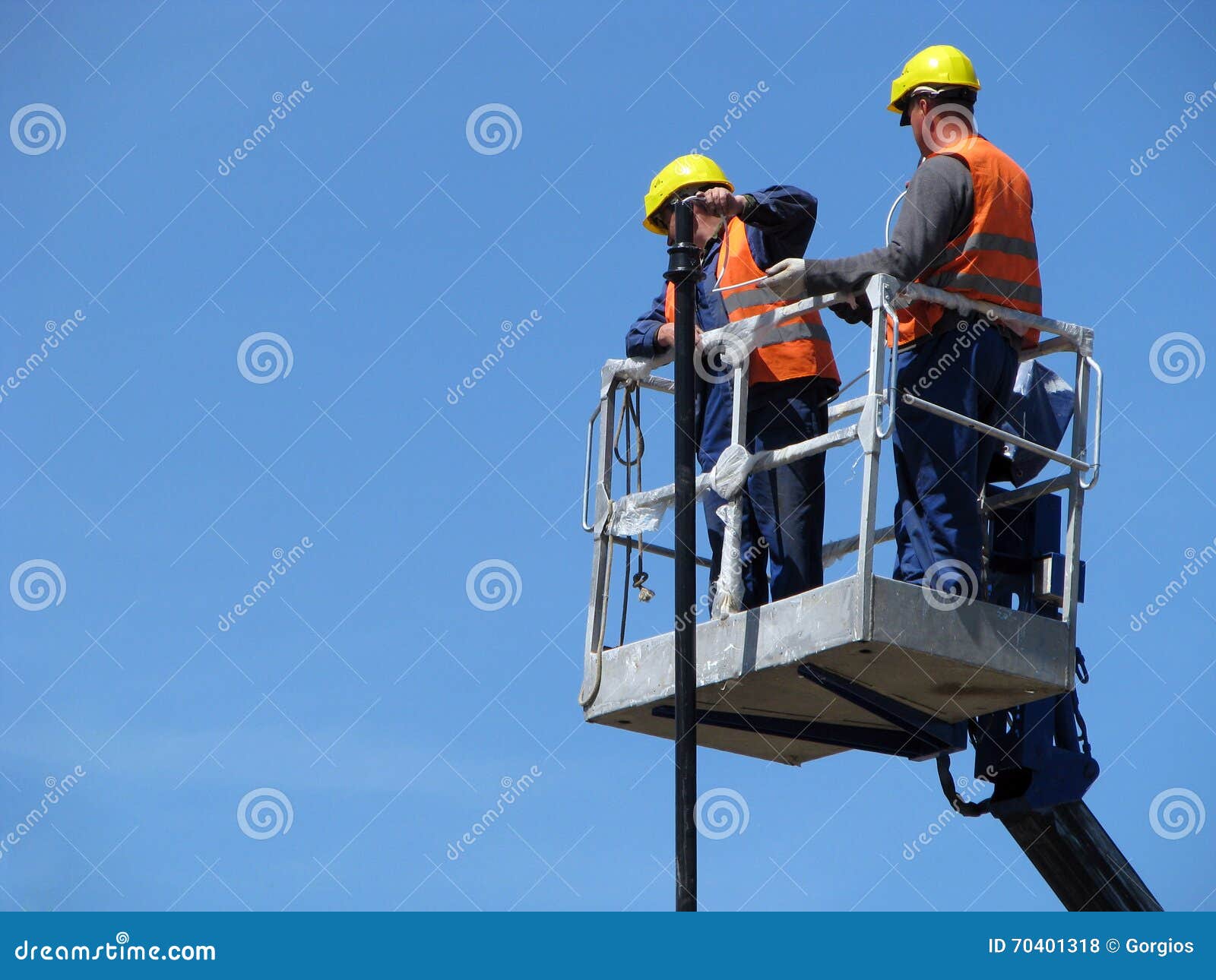Men at work on the lifter editorial stock photo. Image of road - 70401318