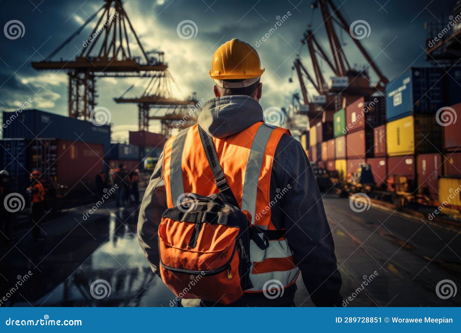 Men Worker at Shipping Containers, Warehousing and Logistic Shipping ...