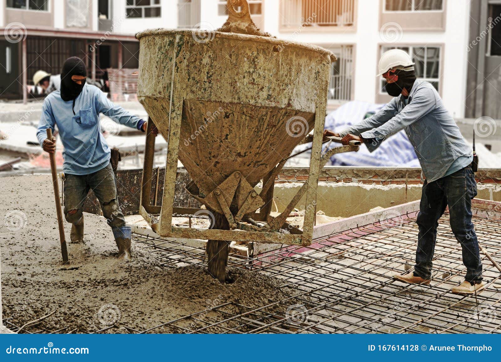 The Men Workers Pouring Concrete on the Floor Editorial Stock Photo ...