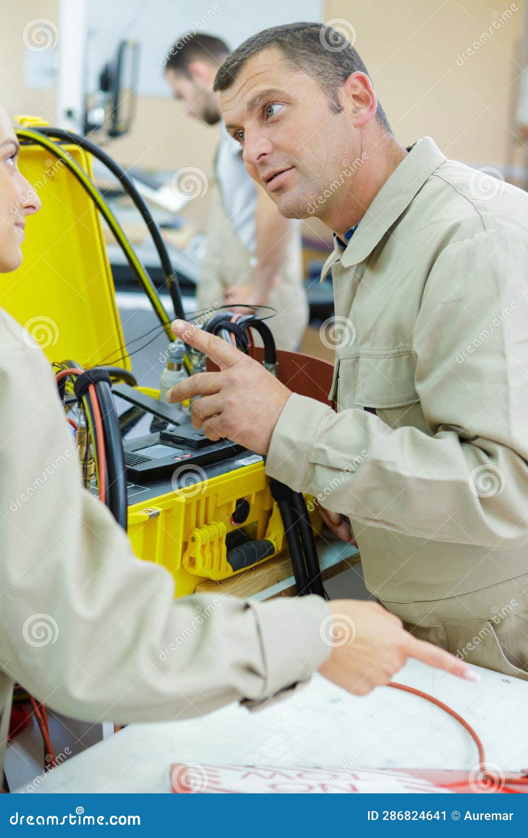 Men Working with Cables Indoors Stock Image - Image of path, technician ...