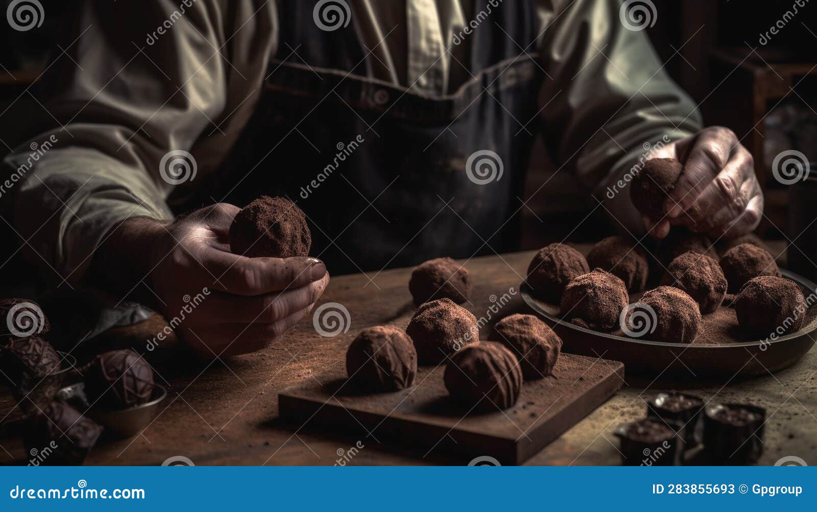 Men Working Chocolate Craft, Hand Made Sweet Industry Generated by AI ...