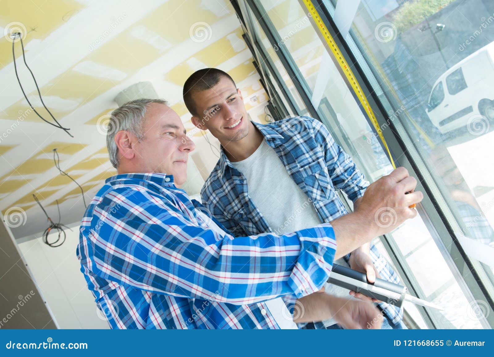 Men Working at Construction Site Stock Image - Image of practical ...