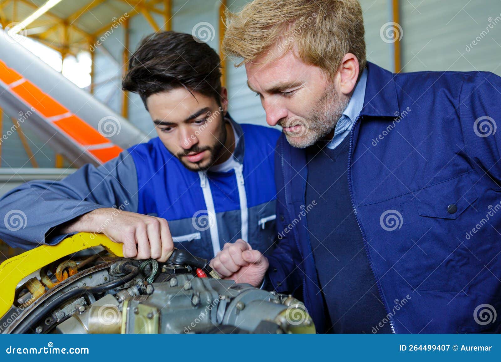 Men Working on Engine Airplane Stock Image - Image of aircraft, turbo ...