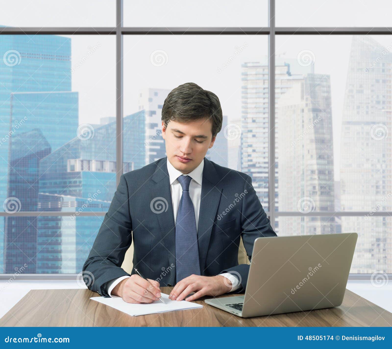 Men working with laptop stock photo. Image of businessman - 48505174