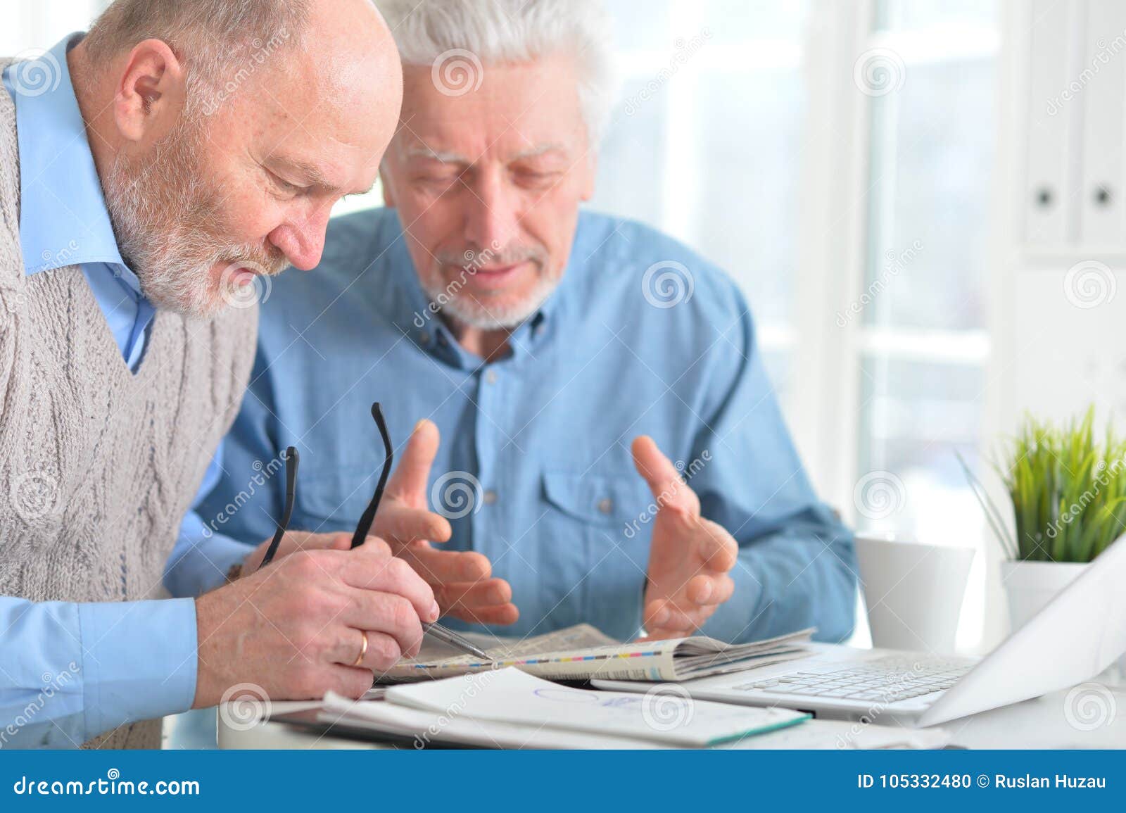 Men working on laptop. stock photo. Image of computer - 105332480