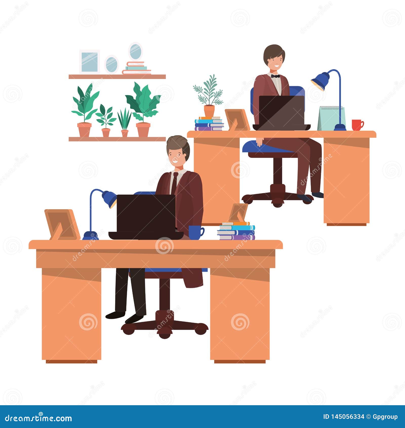 Men Working in the Office Avatar Character Stock Vector - Illustration ...