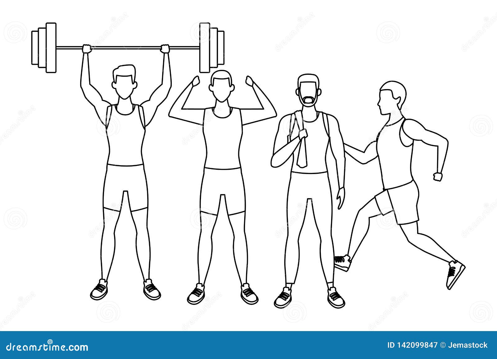 Men working out stock vector. Illustration of sporty - 142099847