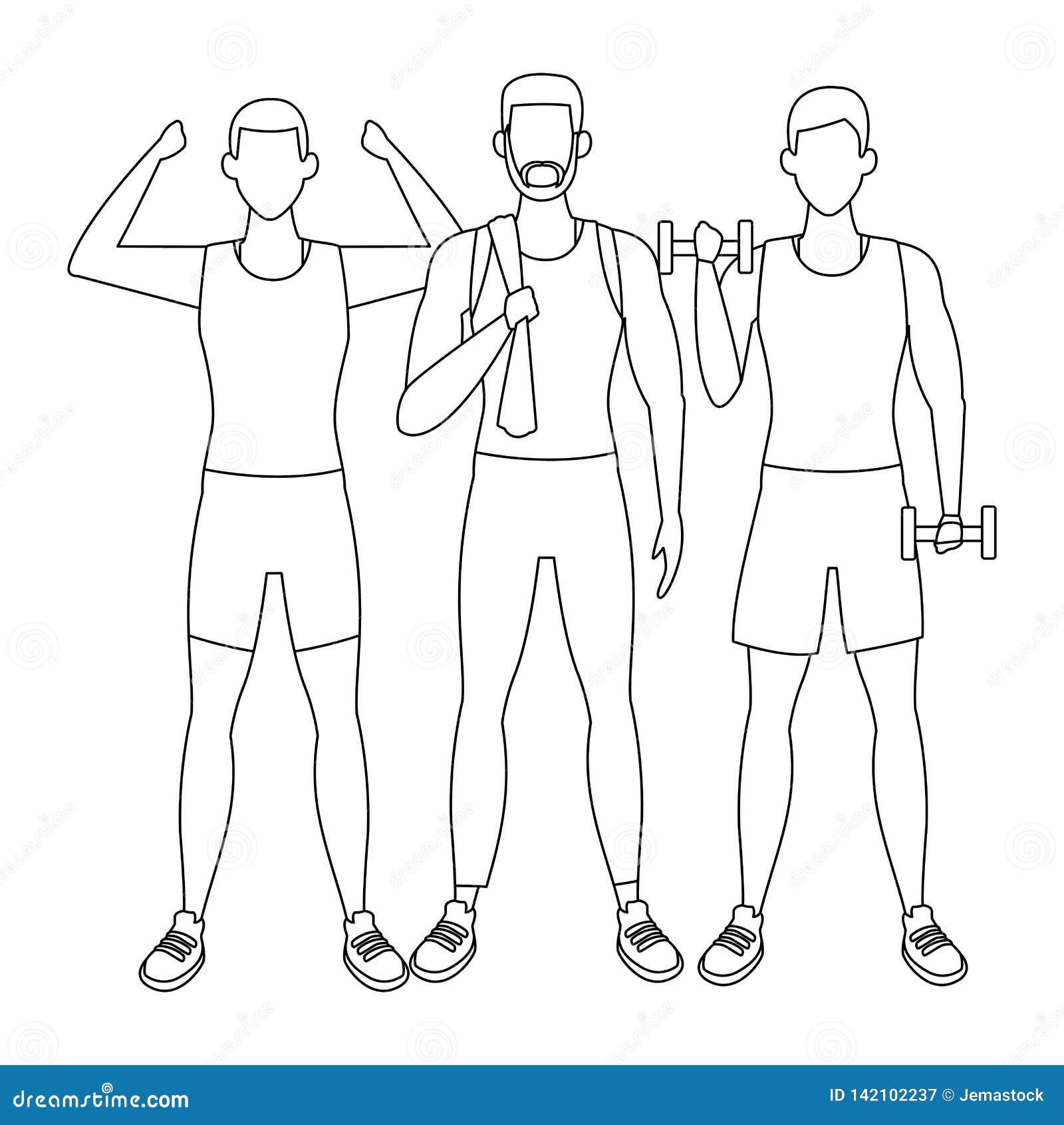 Men working out stock vector. Illustration of together - 142102237