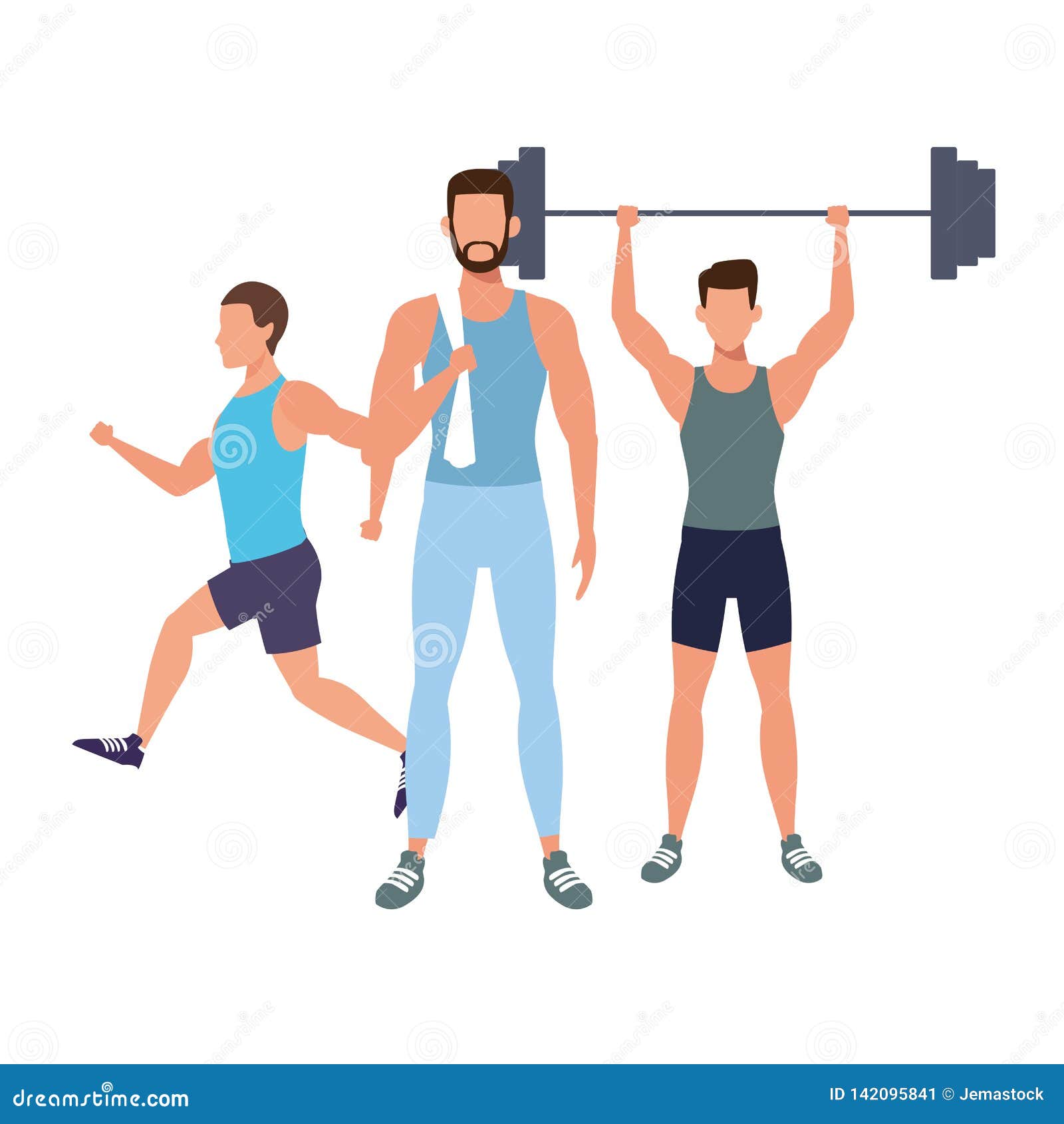 Men working out stock vector. Illustration of exercise - 142095841