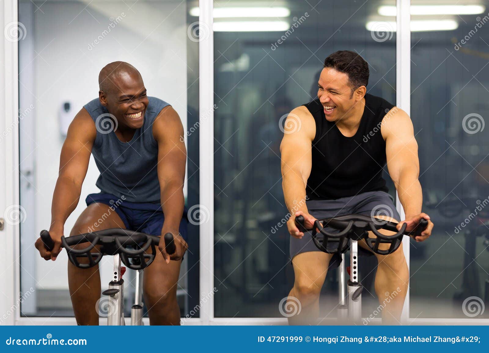 Men working out stock image. Image of biking, gymnasium - 47291999