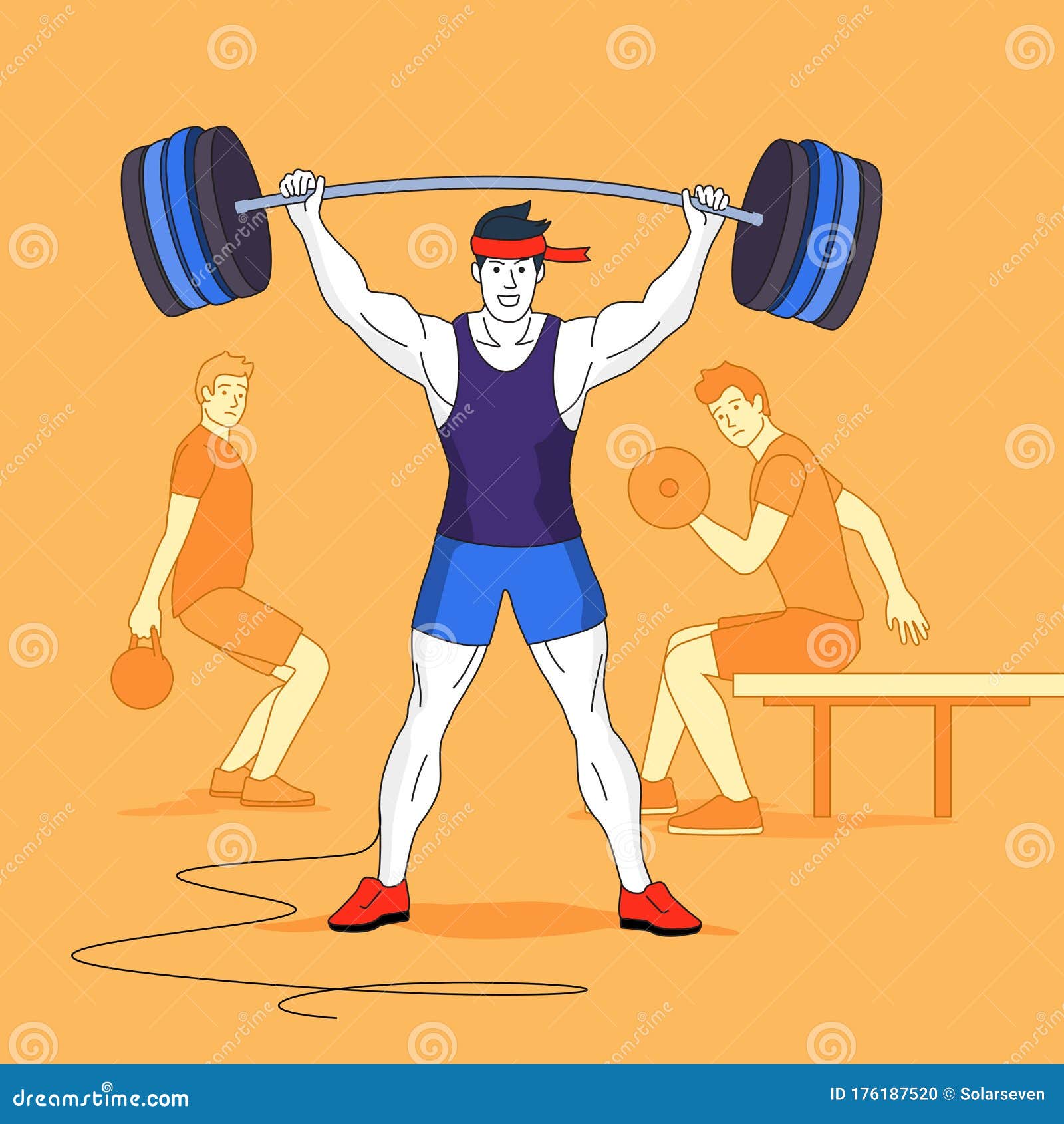 Men Working Out at the Gym stock vector. Illustration of vector - 176187520