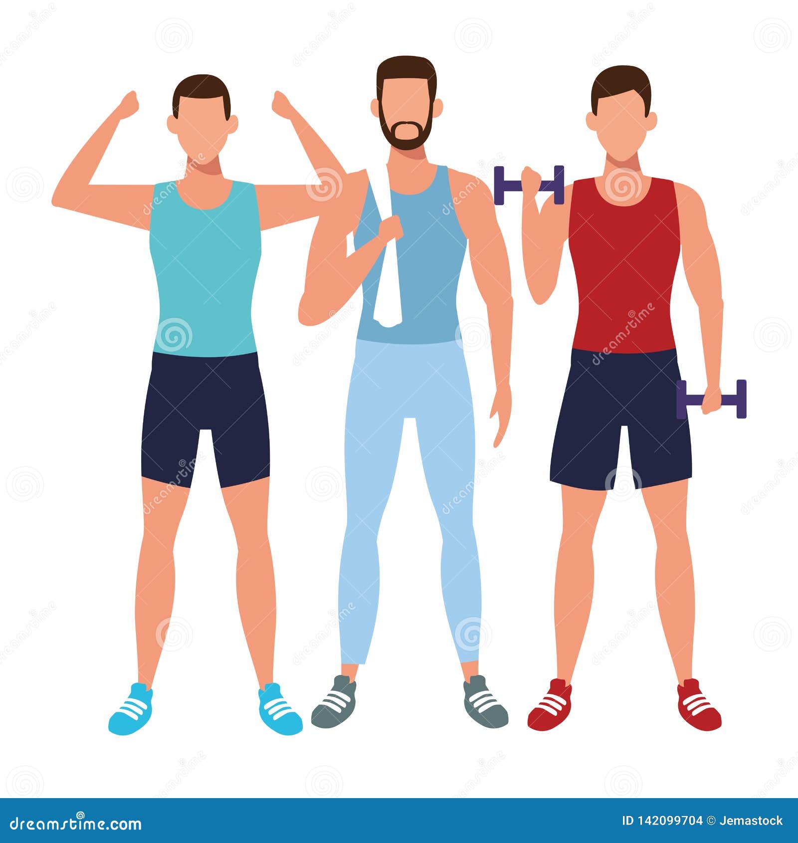 Men working out stock vector. Illustration of happy - 142099704