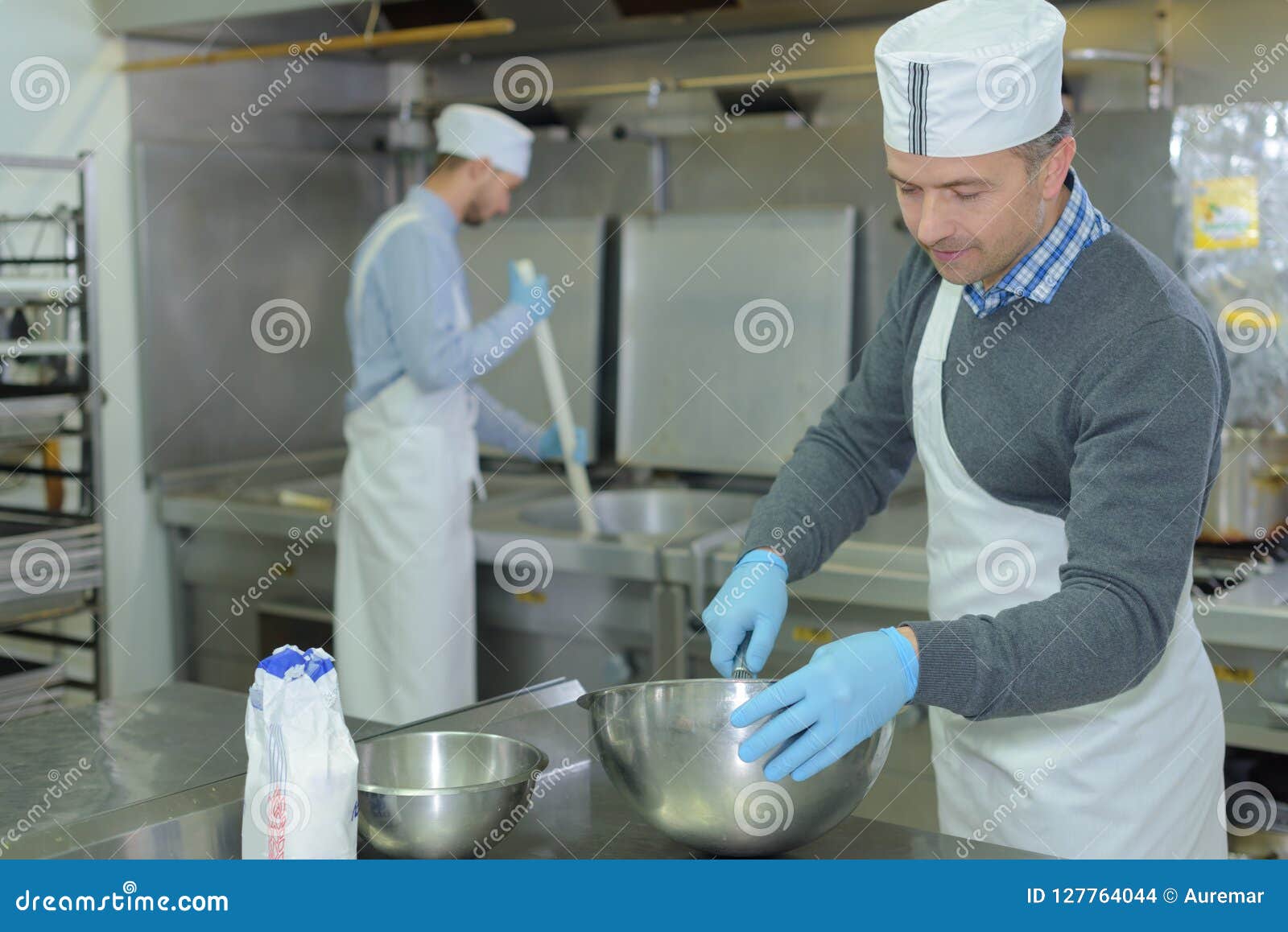 Men Working in Restaurant Kitchen Stock Photo - Image of temawork, bowl ...