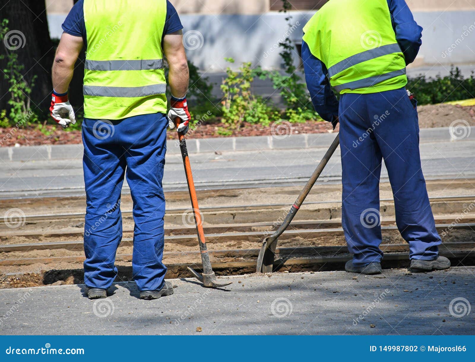 Men are Working at the Road Construction Stock Photo - Image of manual ...