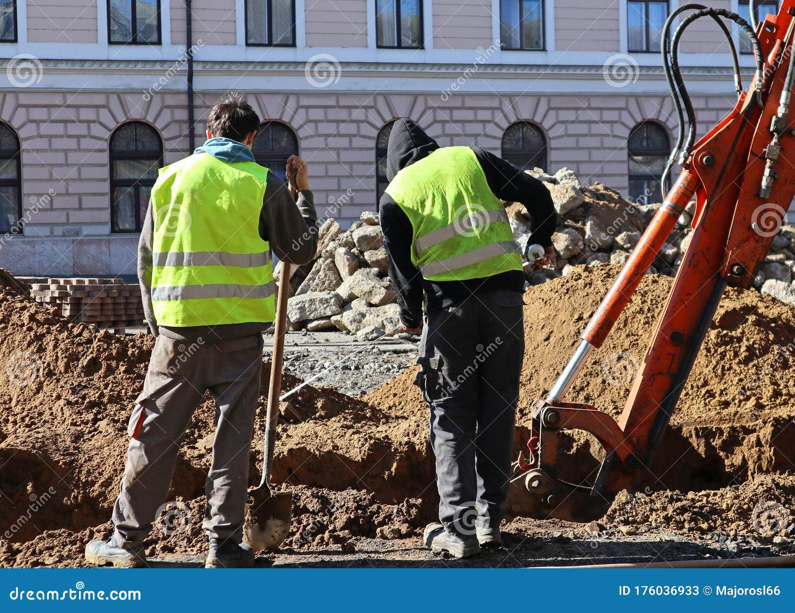 Men are Working at the Road Construction Editorial Stock Photo - Image ...