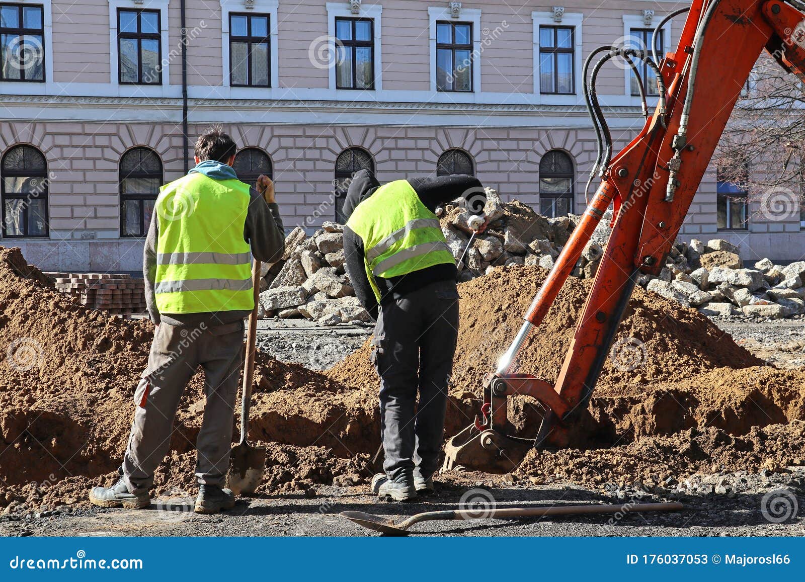 Men are Working at the Road Construction Editorial Stock Photo - Image ...