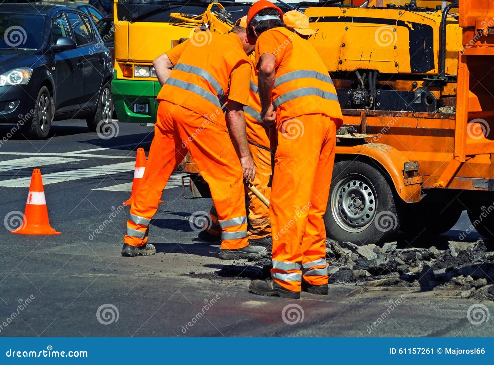 Men are Working at the Road Construction Stock Image - Image of adult ...