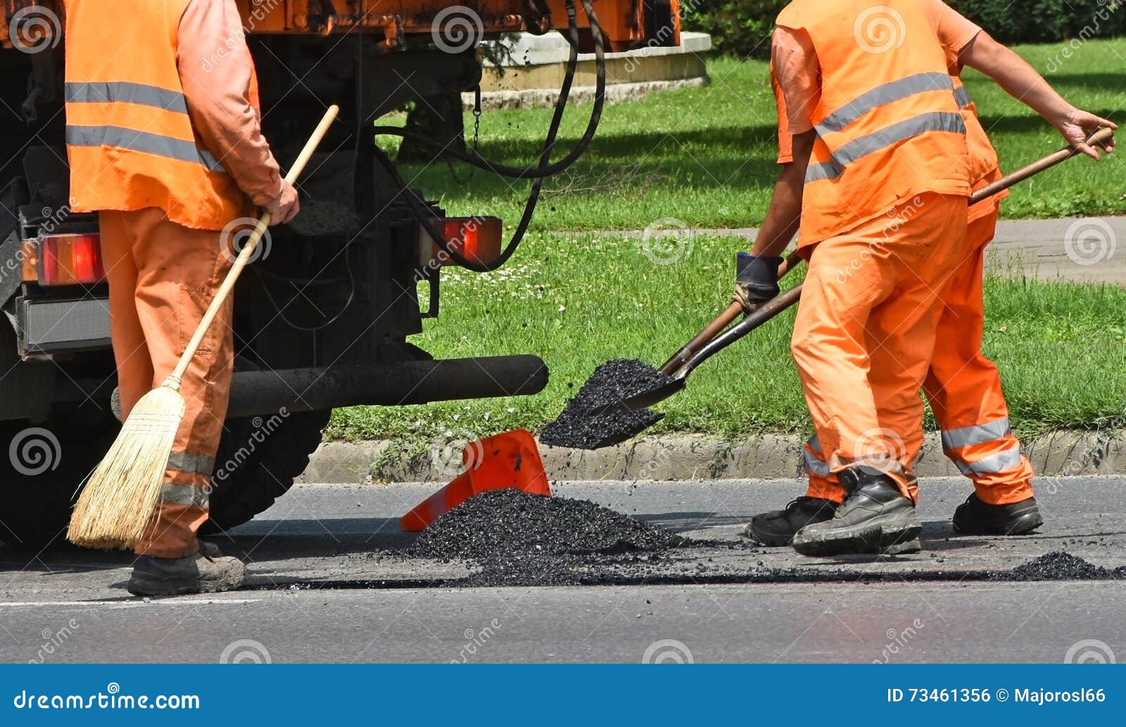 Men are Working at the Road Construction Stock Photo - Image of ...
