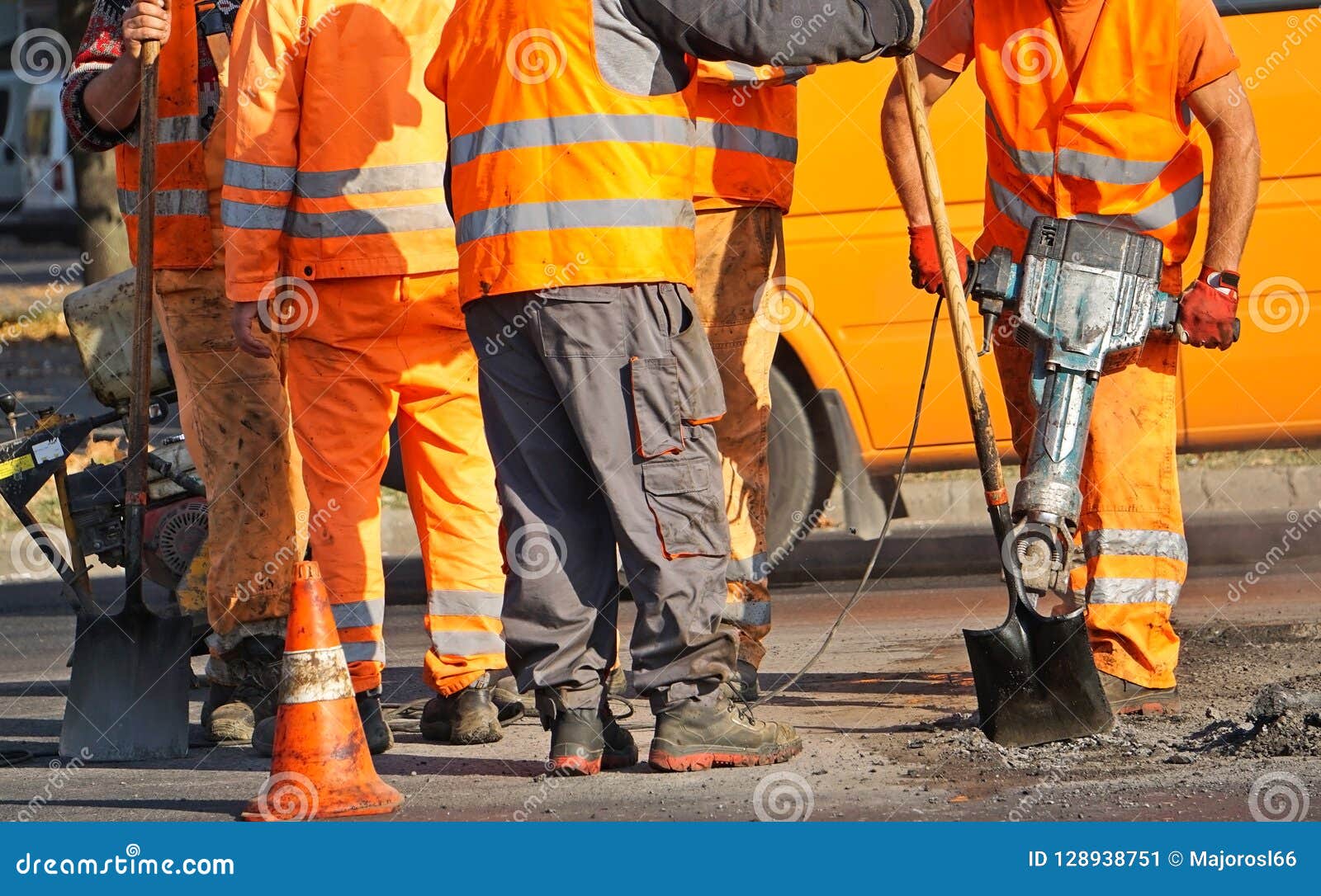 Men are Working at the Road Construction Stock Image - Image of class ...