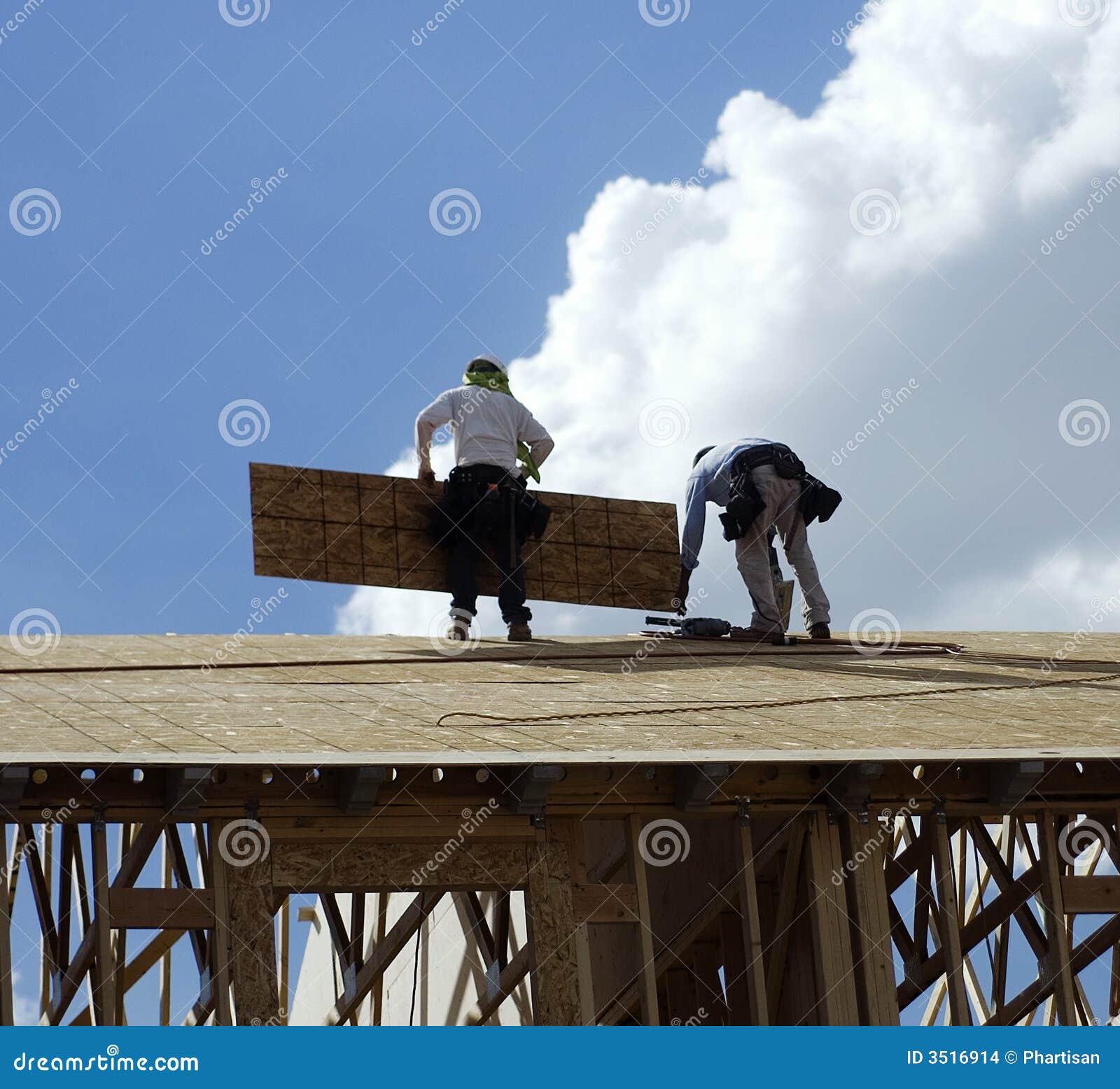 Men working on roof top stock photo. Image of cloud, safety - 3516914
