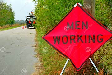Men Working Sign and Workers Stock Image - Image of worker, repairman ...