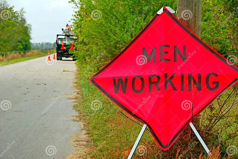 Men Working Sign and Workers Stock Image - Image of worker, repairman ...