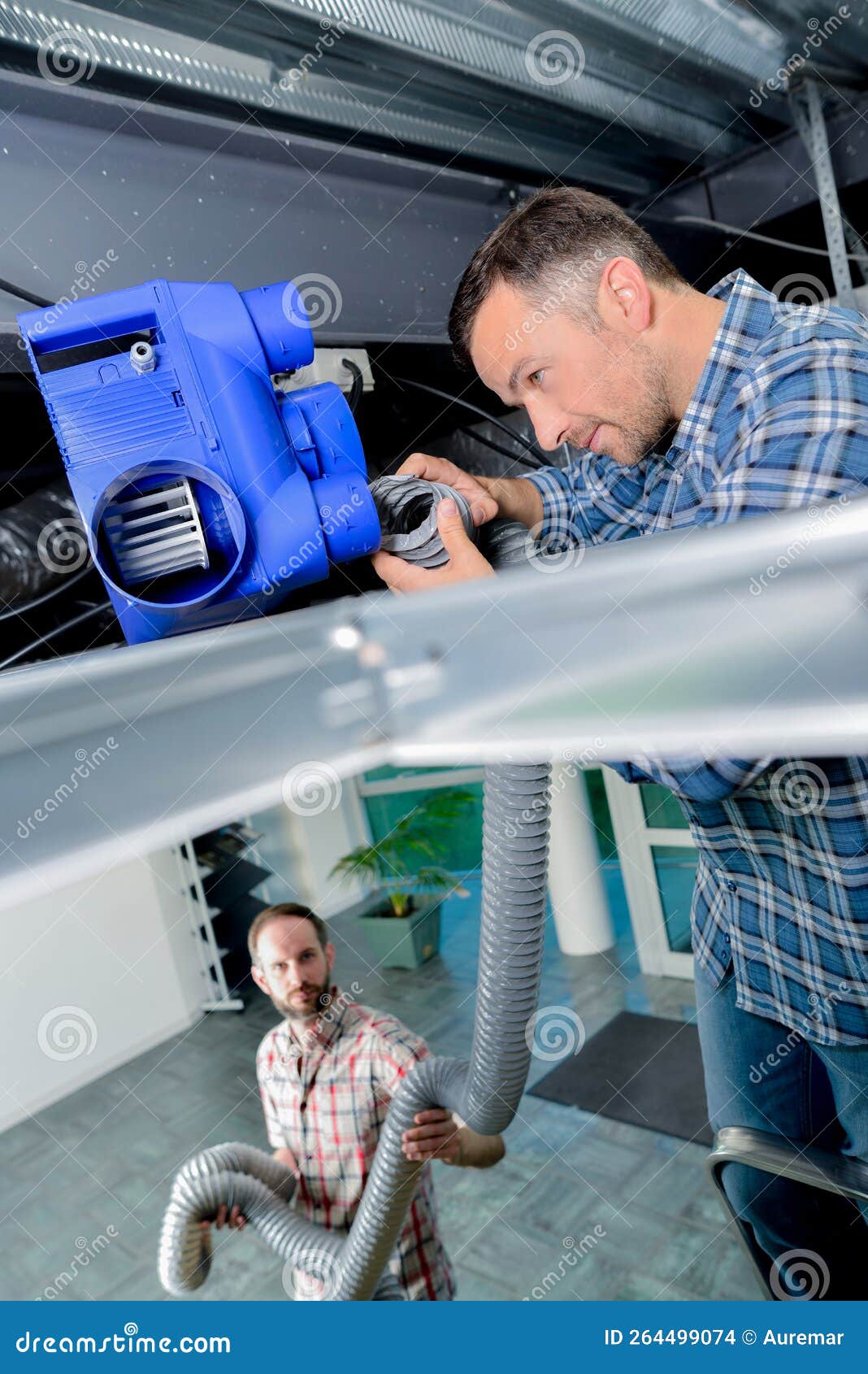 Men Working on Ventilation Pipes Stock Photo - Image of construction ...