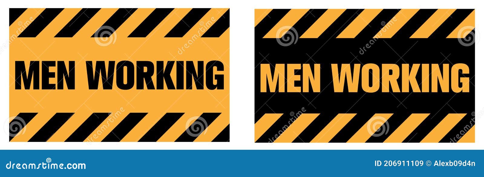 Men working warning sign. stock vector. Illustration of yellow - 206911109
