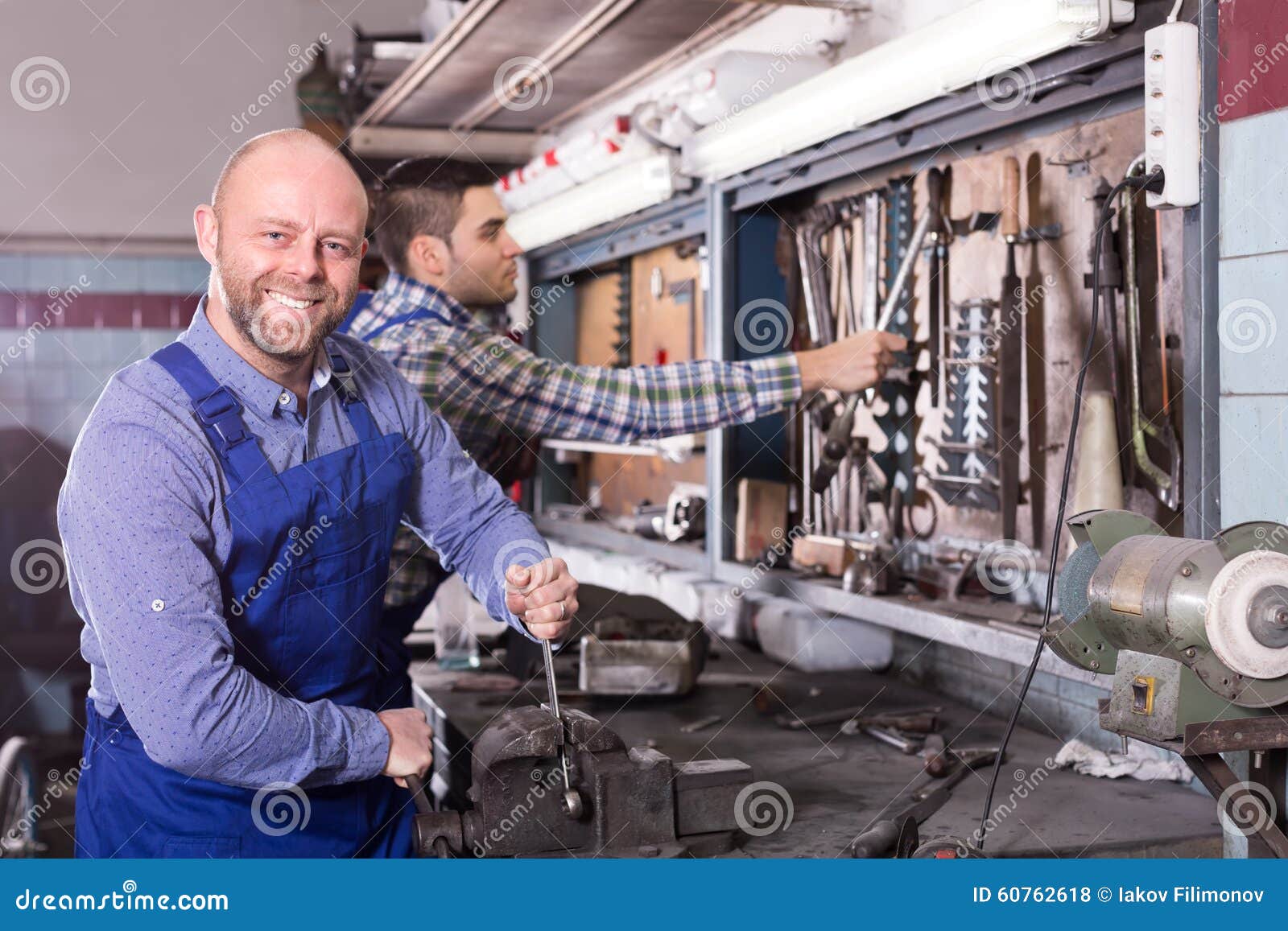 Men Working in Workshop with Tools Stock Photo - Image of profession ...