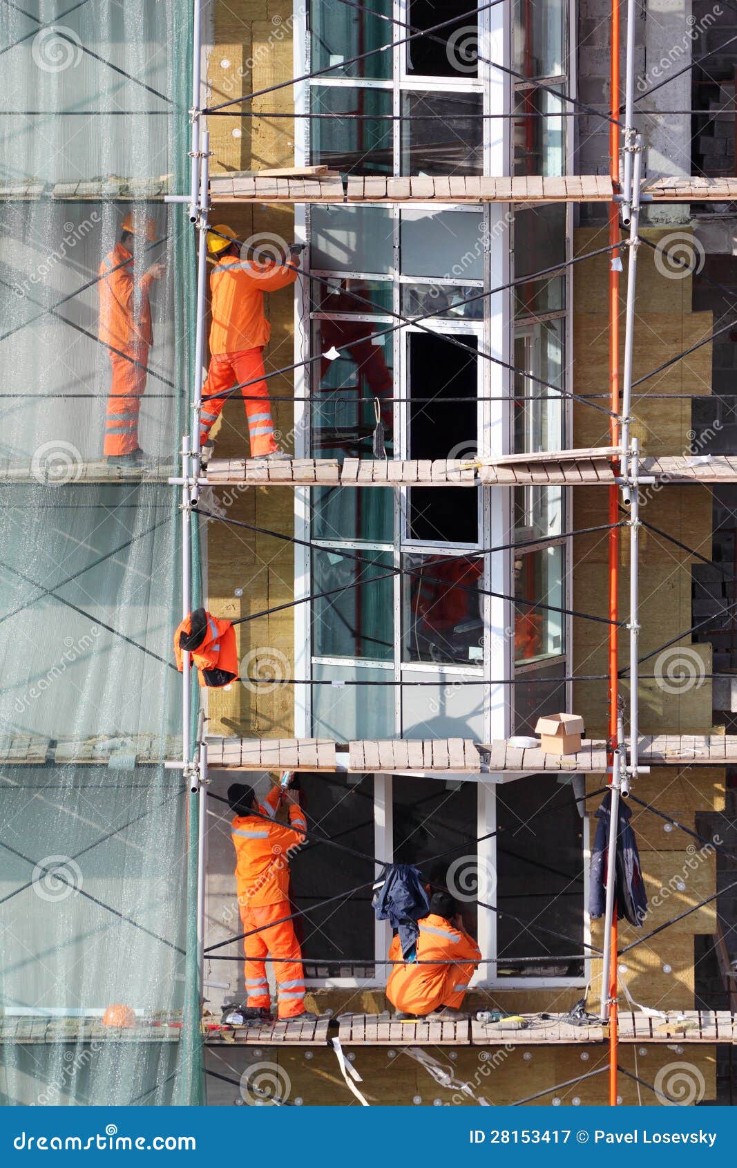 Men Works on Scaffolding of Buildings Editorial Photography - Image of ...