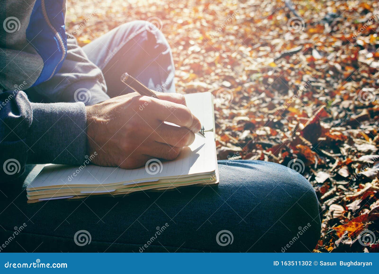 Men Write Notes Nature Trails, Mountains, Forests Stock Photo - Image ...