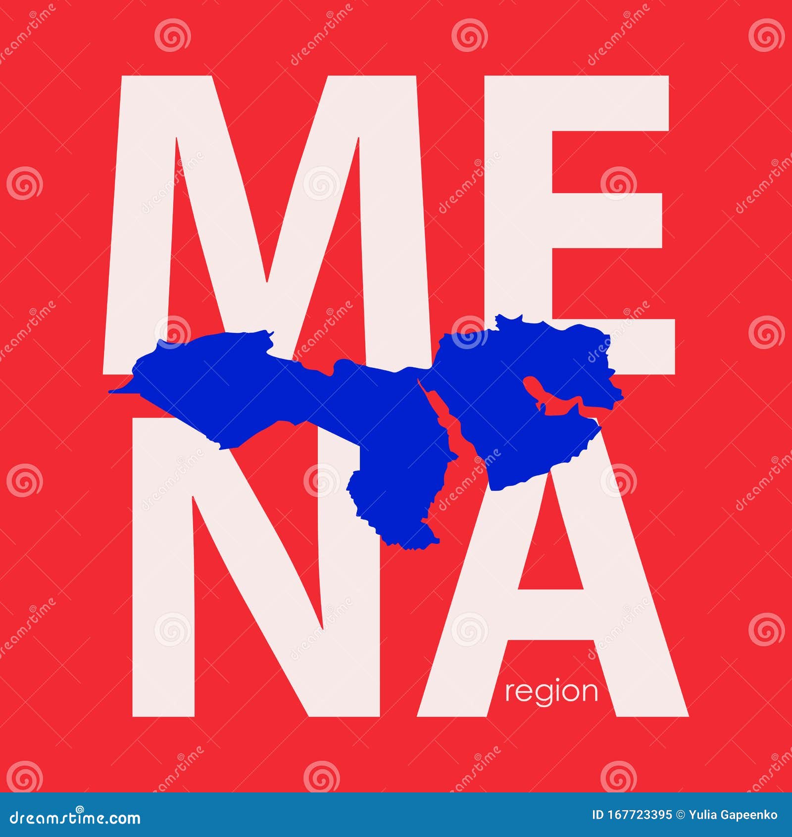 Map Of MENA Region With Borders Of The States Stock Photo ...