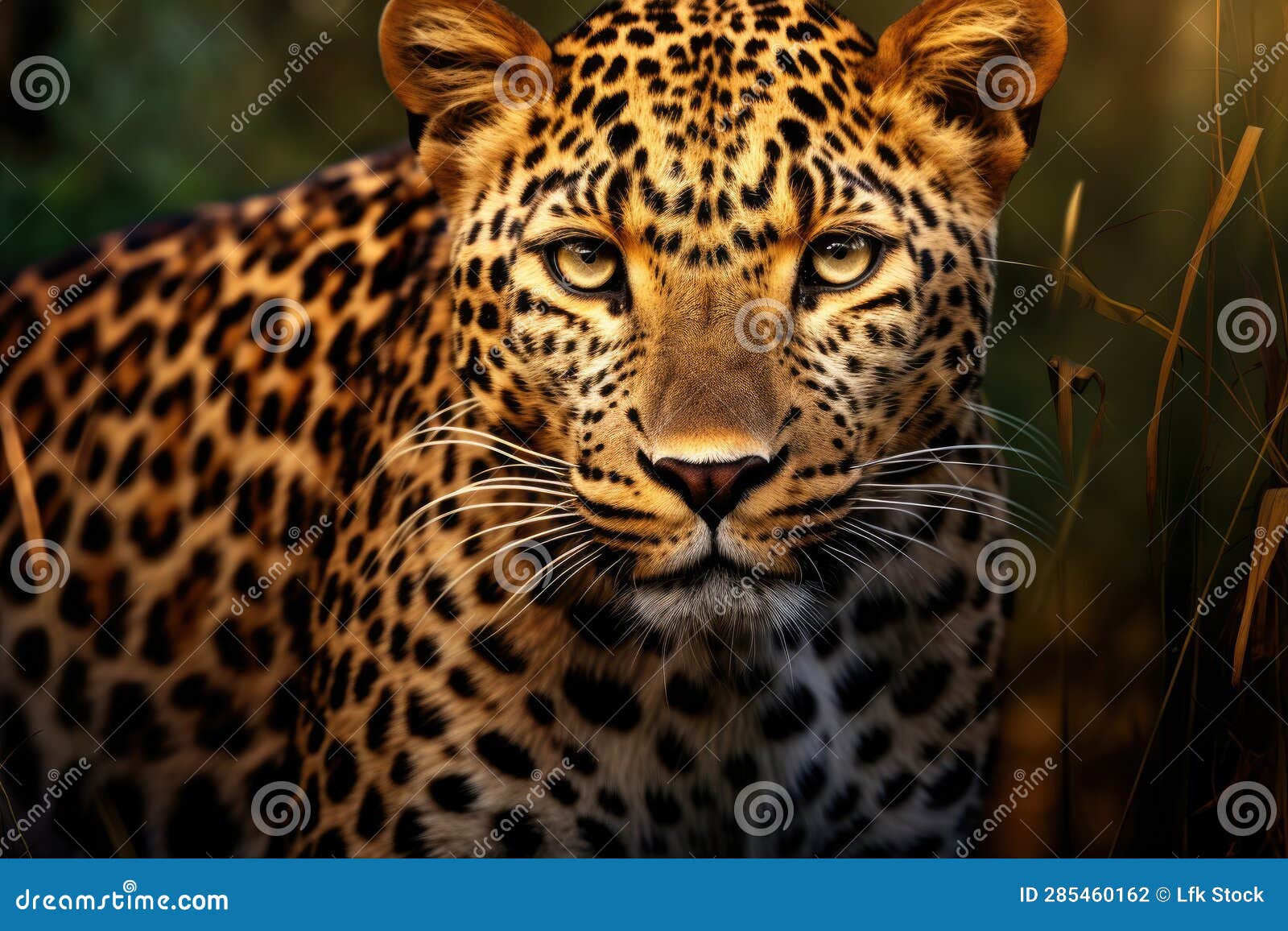 Menacing Black Spotted Yellow Leopard Looking at Camera with Serious ...