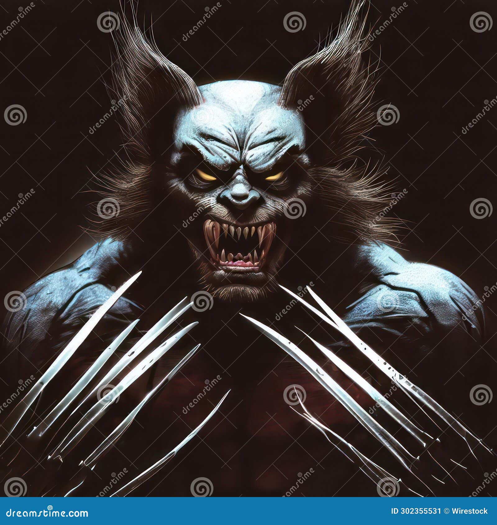 Menacing Character with Long Claws and an Open Mouth, Revealing Sharp ...