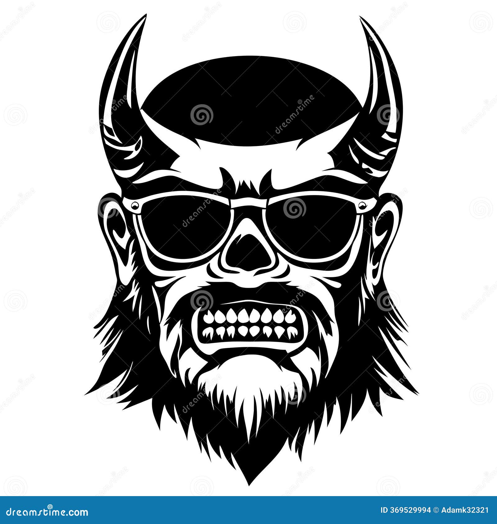 Skull Beard Mascot And Logo Cartoon Vector | CartoonDealer.com #106714359