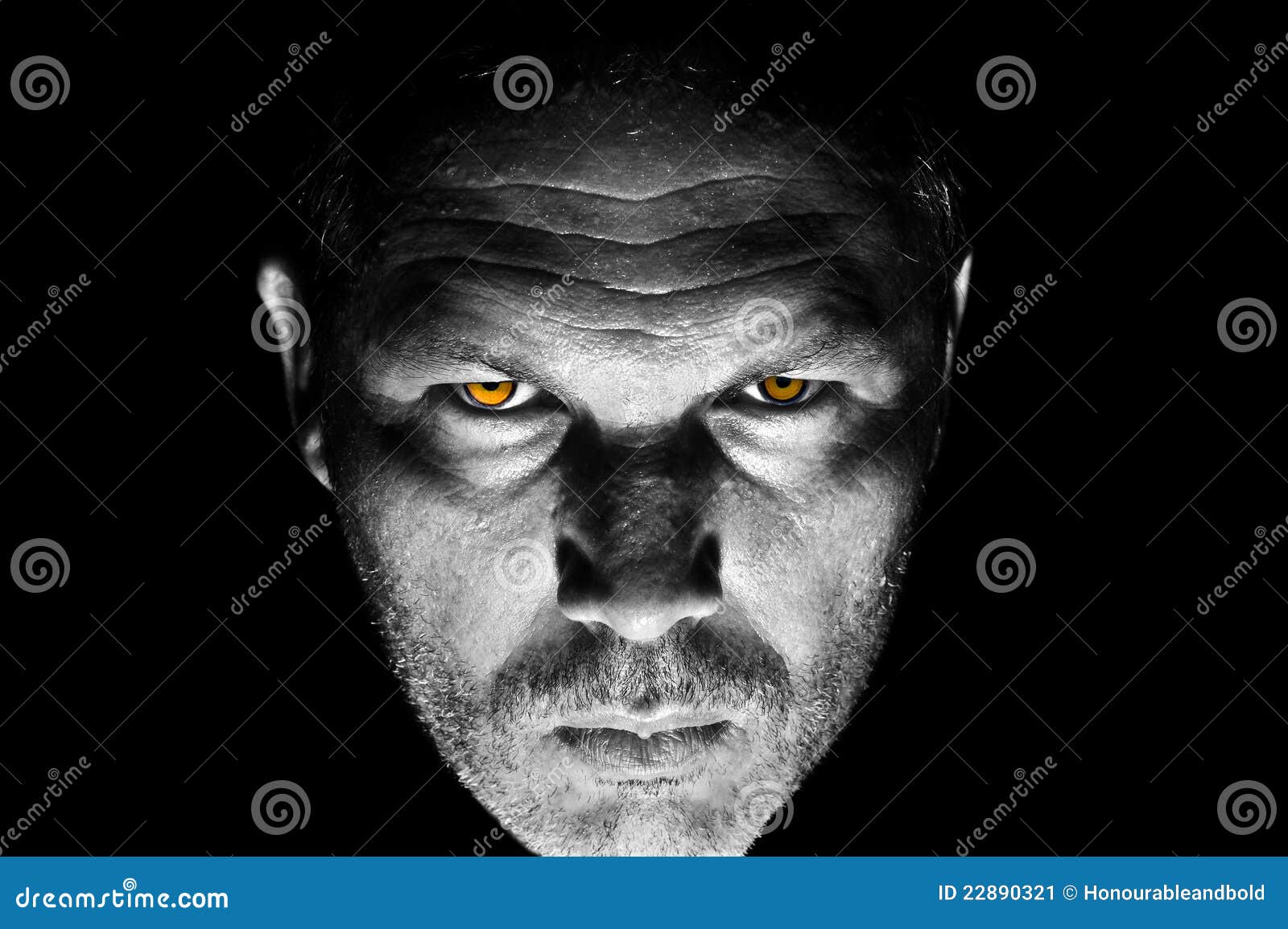 Menacing Looking Man with Orange Eyes Stock Image - Image of close ...