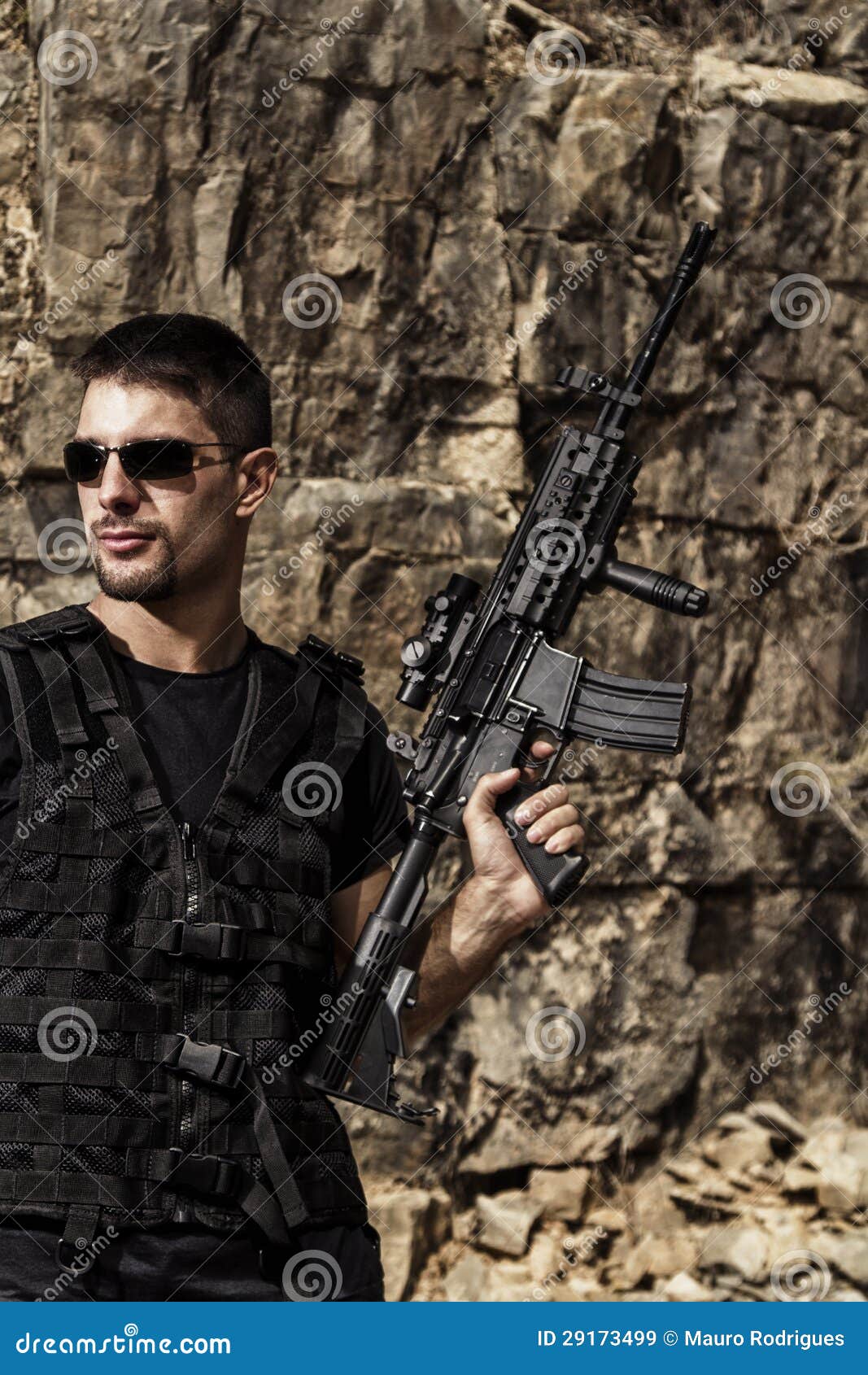 Menacing Man with a Machine Gun Stock Image - Image of member, mafia ...