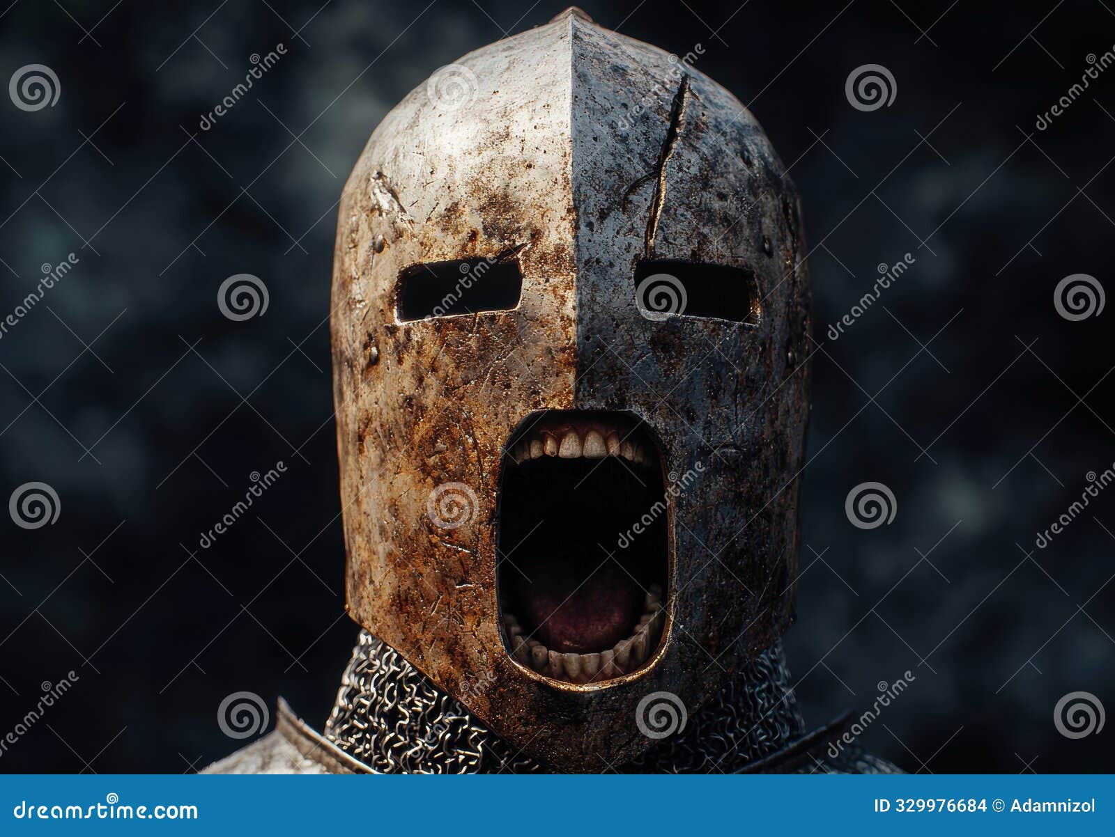 Menacing Medieval Knight Helmet Stock Illustration - Illustration of ...