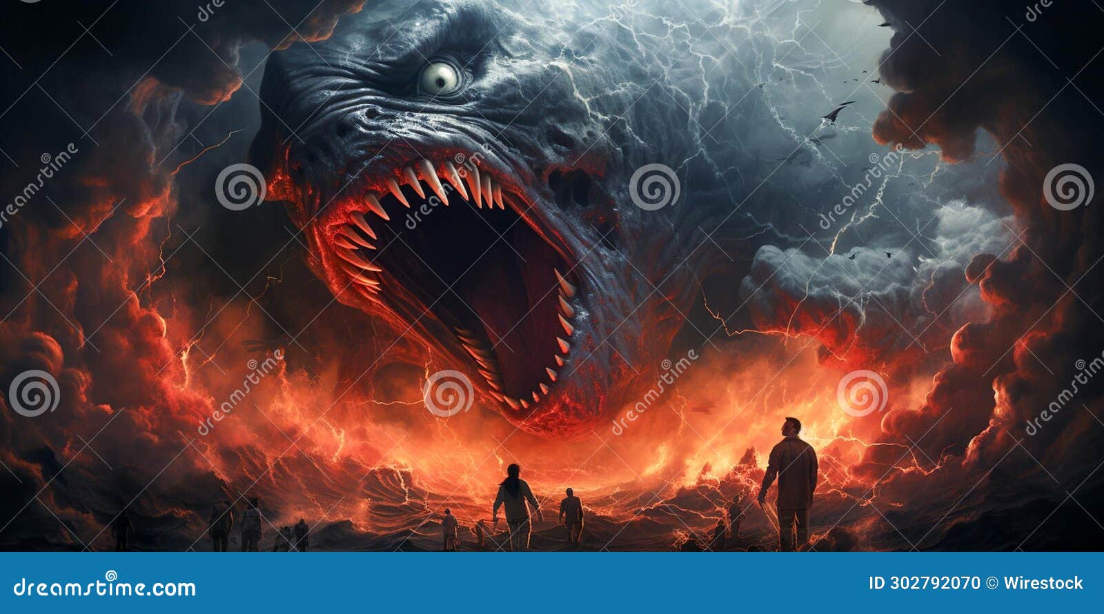 Menacing Monster Bellowing and Baring Its Teeth in a Threatening Manner ...