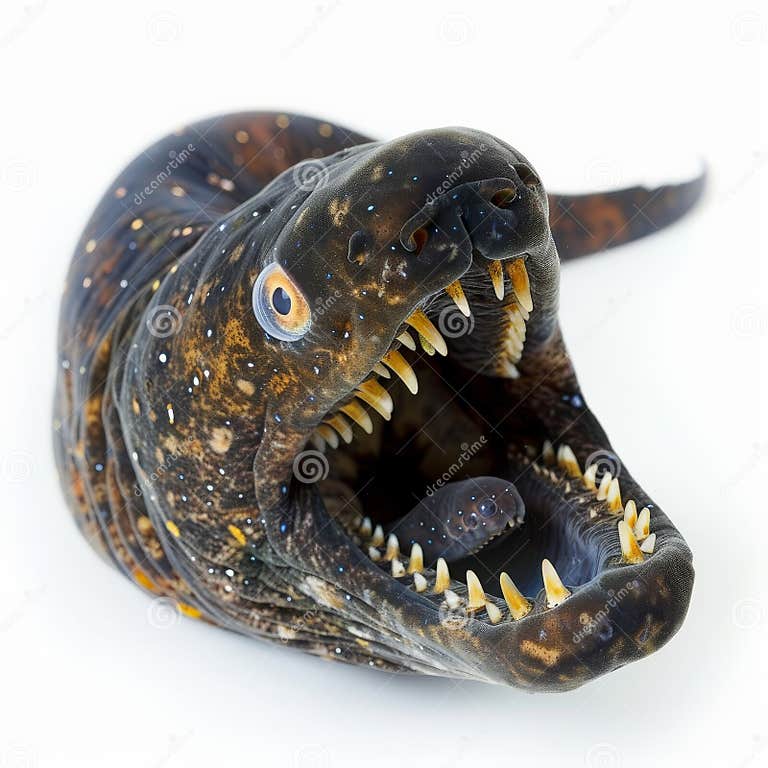 A Menacing Moray Eel with Sharp Teeth, Isolated on White Background Ai ...