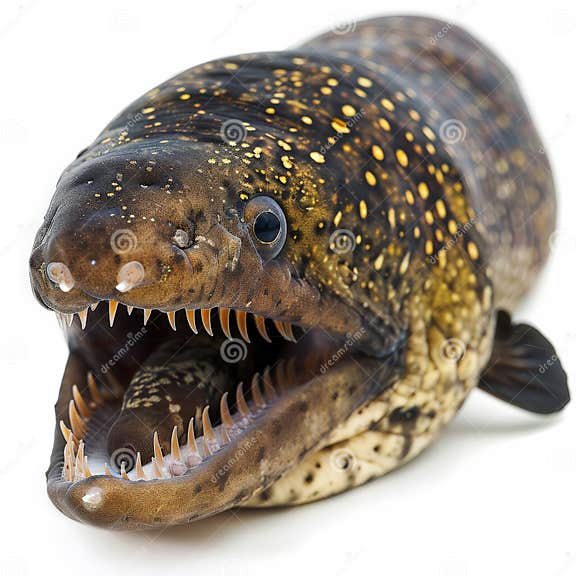 A Menacing Moray Eel with Sharp Teeth, Isolated on White Background Ai ...