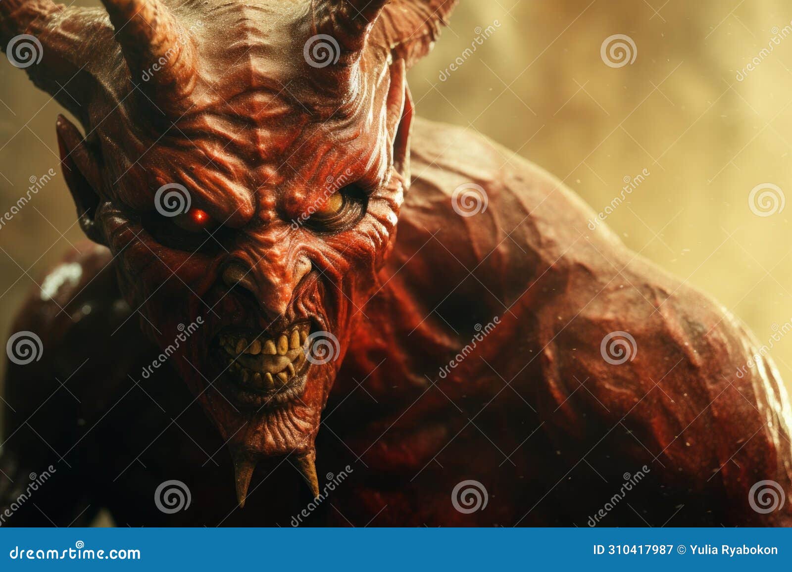 Devil In The Fire Scary Portrait Of A Devil Figure In Hell Background ...