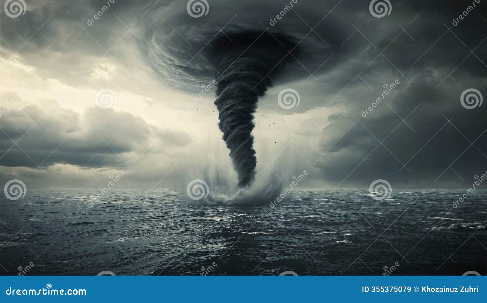 A Menacing Tornado Churns Over the Vast Ocean, Powerful Natural Forces ...