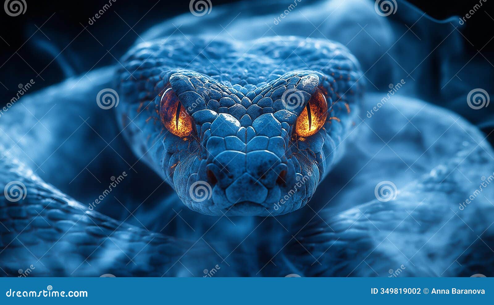 A Menacing View of a Snake S Head, Illuminated by Faint, Cold Light ...