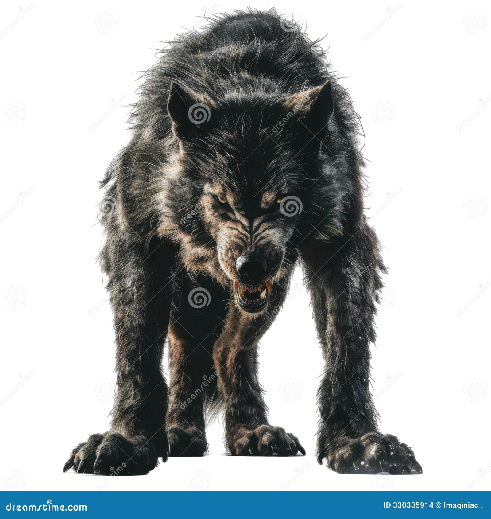 A Menacing Wolf with Bared Teeth and Sharp Claws Stock Illustration ...